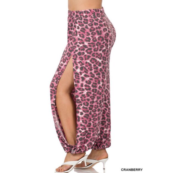 Zenana Outfitters | Pants & Jumpsuits | Nwt Leopard Split Side Pants ...